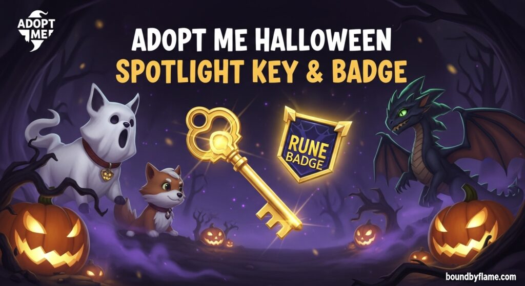 Get Spotlight Key & Rune Badge in Adopt Me (March 2026) Halloween Guide