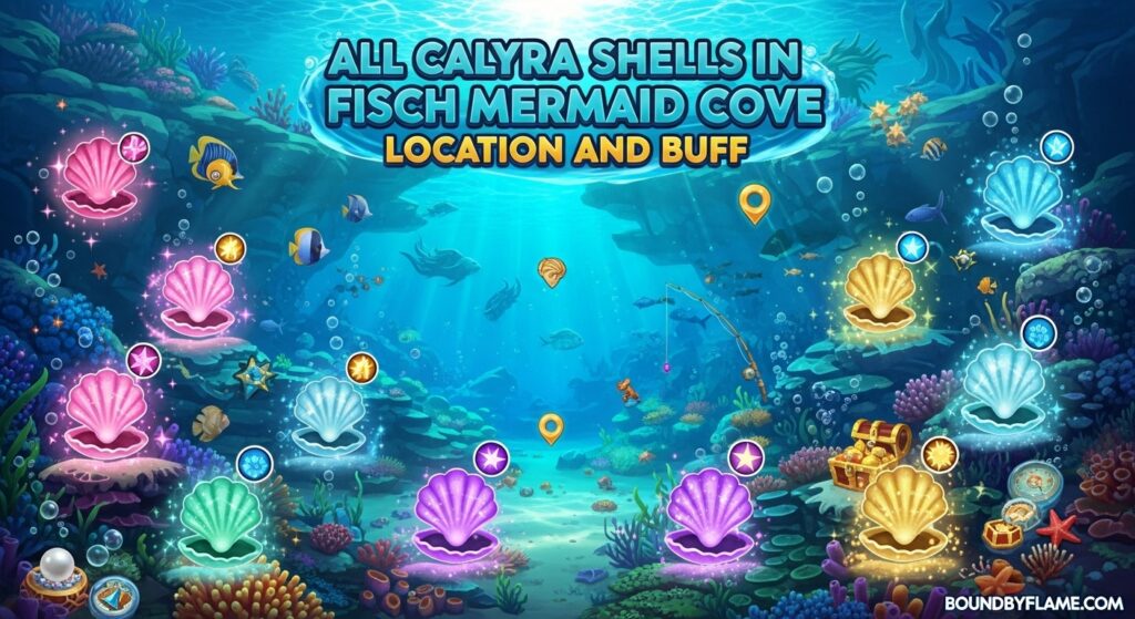 All Calyra Shells in Fisch Mermaid Cove Location and Buff (April 2026 ...